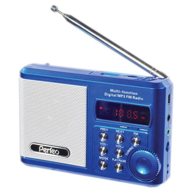 Perfeo мини-аудио Sound Ranger, УКВ+FM, MP3 (USB/microSD), AUX, BL-5C 1000mAh, синий (PF ...